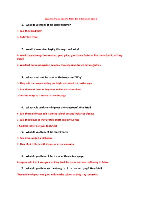 Questionnaire 4 | DOCX | Music | Entertainment