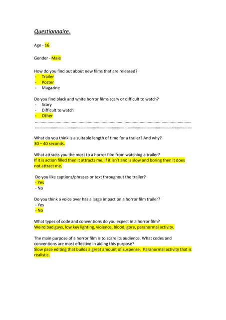 A-Level Media Studies - Audience Questionnaire | DOC