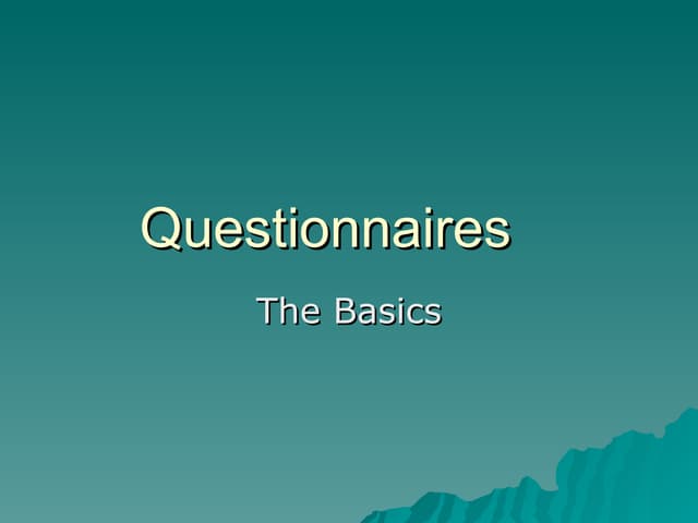 Questionnaire Design | PPTX