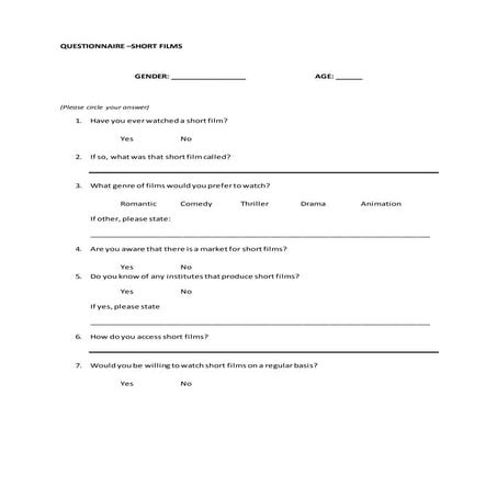 Questionnaire short films | PDF