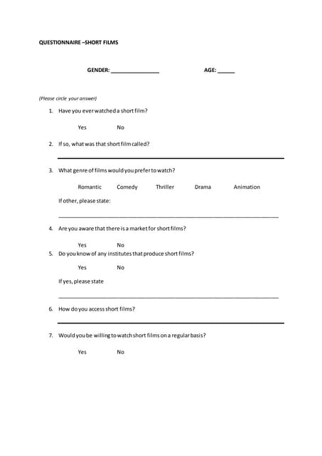 Questionnaire – Short Films | DOC