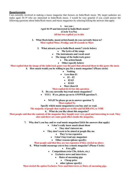 Task 8 - Hip Hop Questionnaire Analysis | DOC | Hip Hop Music | Music