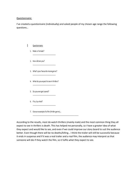 The questionnaire | DOCX | Horror | Genres