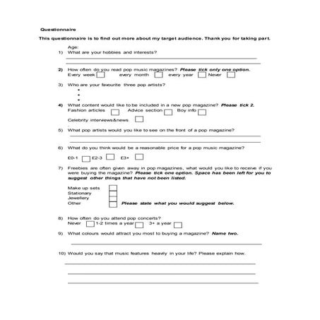 Questionnaire | PDF