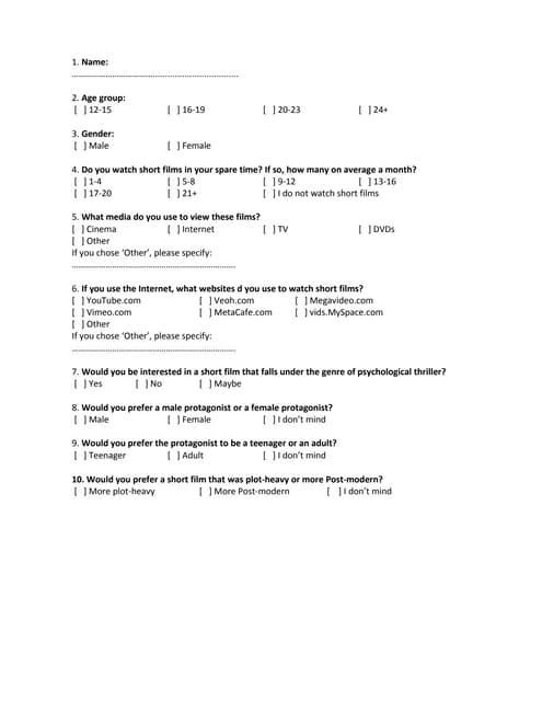 Audience feedback questionnaire | DOC