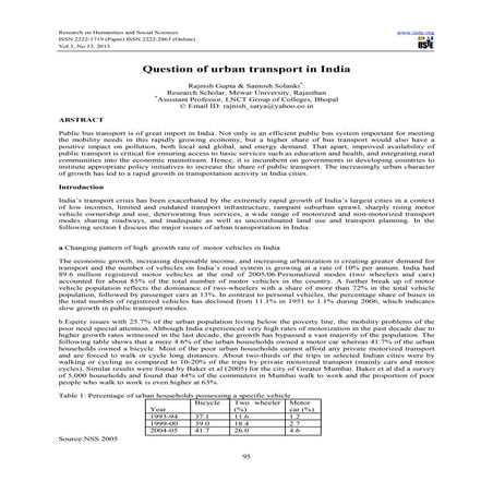 Transport problems in urban india | PPTX