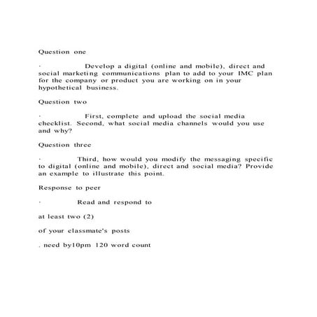 Question one· Develop a digital (online and | DOCX