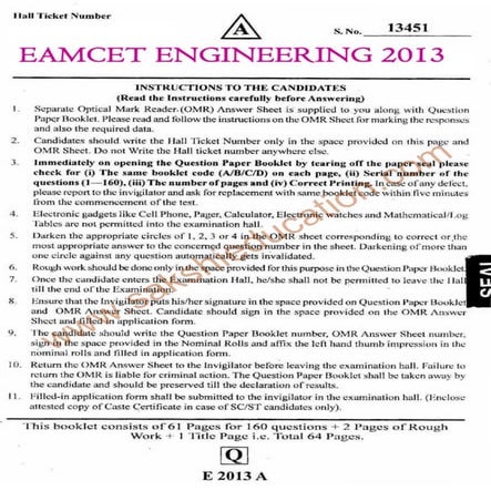 AP EAMCET 2013 Engineering Question Paper | PDF