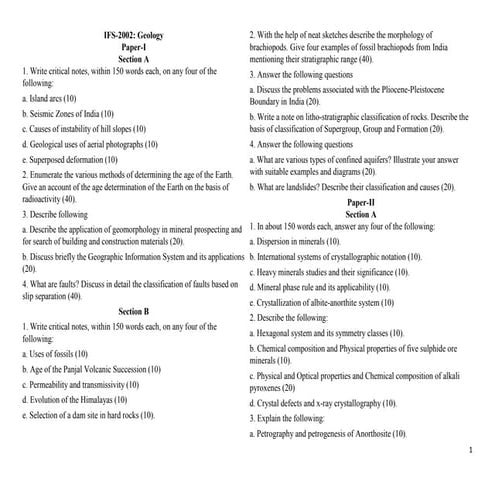 Indian forest service previous question paper | PDF