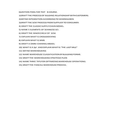 Question pool for test b course | PDF