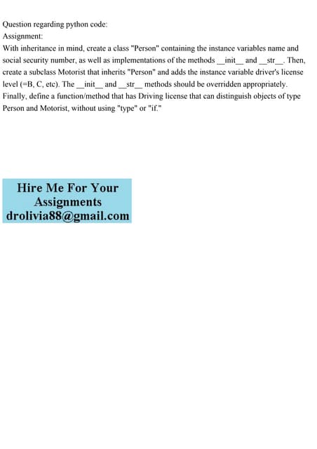 Question Regarding Python Codeassignmentwith Inheritance In Mipdf