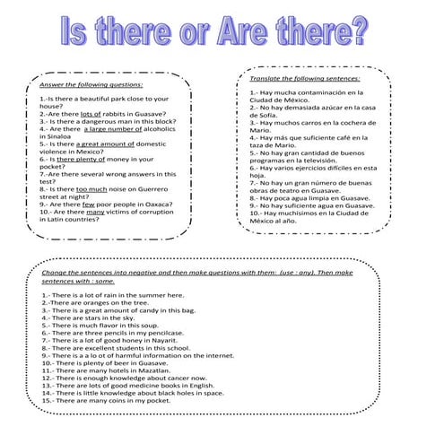 Questions - Is there - Are there | PDF