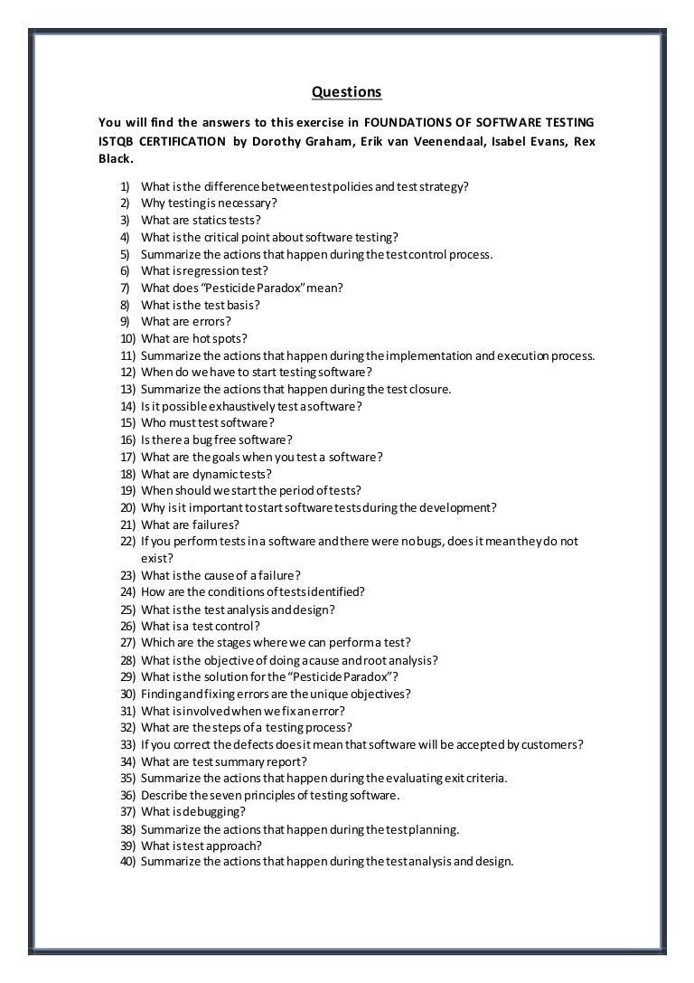 Questions About Software Testing