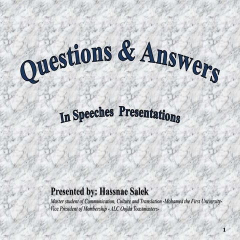 Questions & Answers in Speeches and Presentations | PPTX