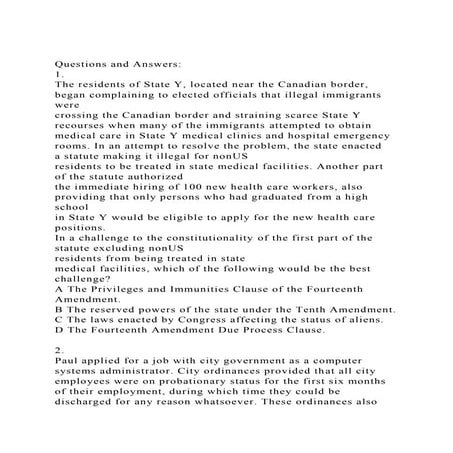 Questions and Answers1. The residents of State Y, located nea.docx ...