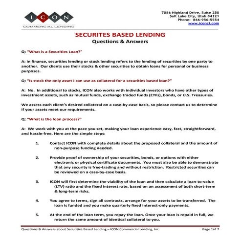 Questions & Answers About Securities Based Lending | PDF | Stocks and ...