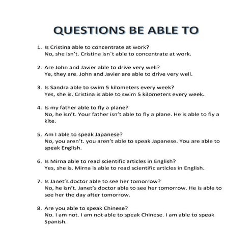 Questions be able to | PDF