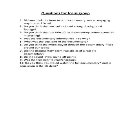 Questions for focus group | DOCX