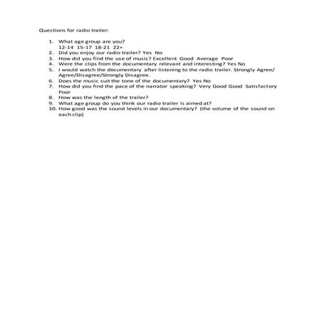 Questions for radio trailer a2 | PDF