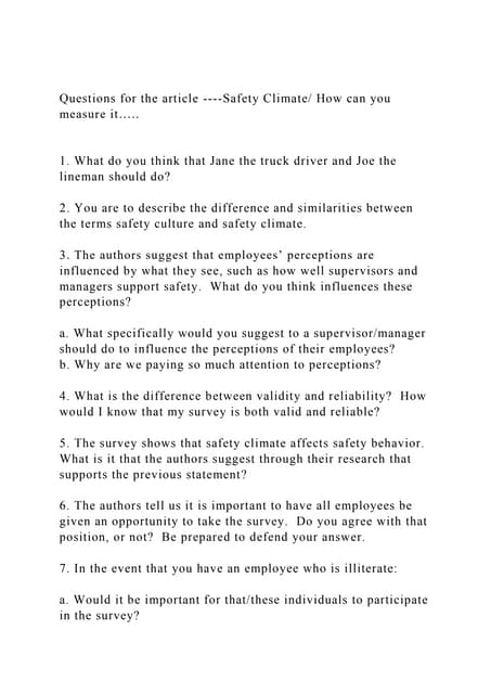 Understand Your Safety Culture By Measuring The Safety Climate The