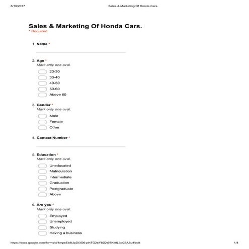 Questions on honda cars | PDF