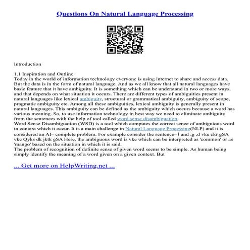 Questions On Natural Language Processing | PDF