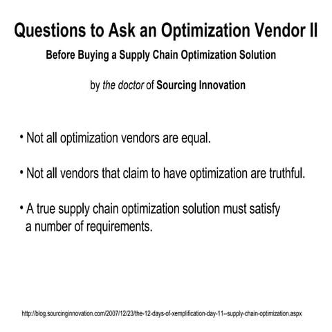 Questions To Ask An Optimization Vendor II | PPT