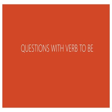 Questions with verb to be | PPTX