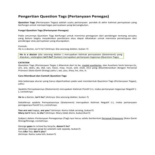 Question tag b.inggris | DOCX