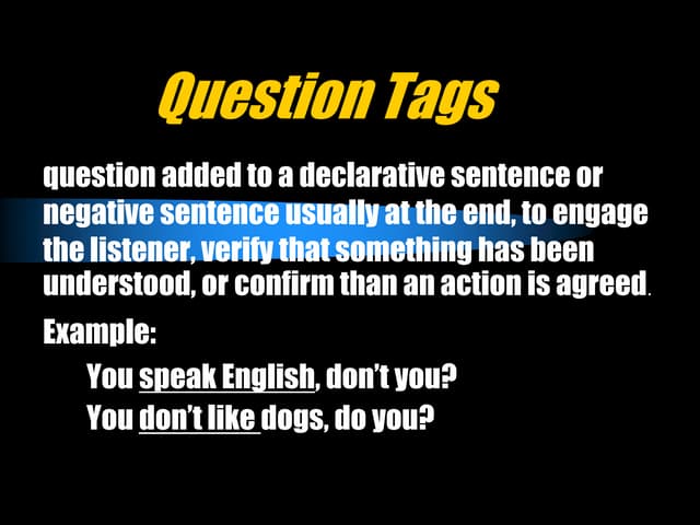 Tag questions | PPT