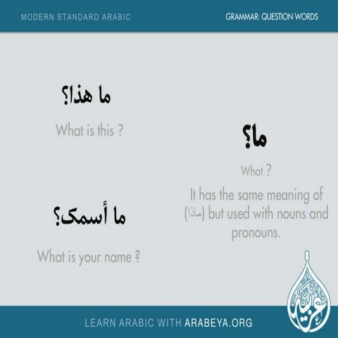 Question word in Modern Standard Arabic | PPSX