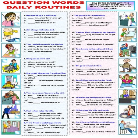 Question words daily routines