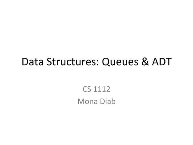 Queue Adt For Data Structure For Computer Pdf Programming Languages Computing