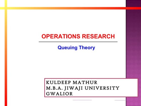 Operational Research Queuing Theory Ppt