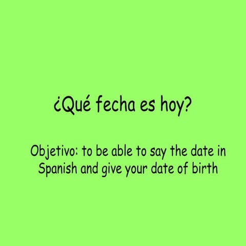 ¿Qué fecha es hoy? | PPT