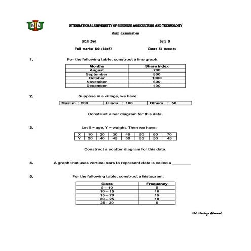 Exam Questions on Basic Statistics | PDF