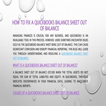 Fixing QuickBooks Balance Sheet Out of Balance: Essential Guide | PPTX