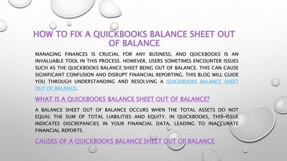 Fixing QuickBooks Balance Sheet Out of Balance: Essential Guide | PPTX ...