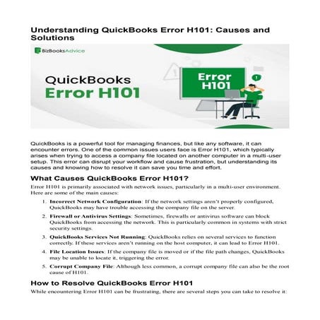 Fixing QuickBooks Error H101: A Complete Guide | PDF