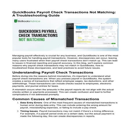 How to Identify and Resolve Reconciliation Discrepancies in QuickBooks | PDF