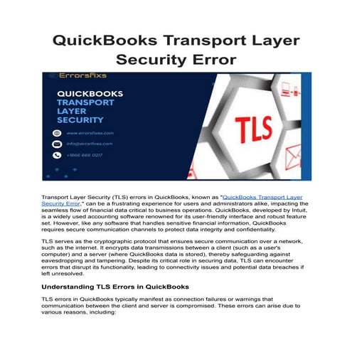 QuickBooks Transport Layer Security Error | PDF