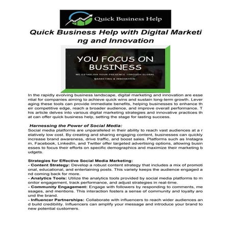 Quick Business help ultimate guide to our services | PDF