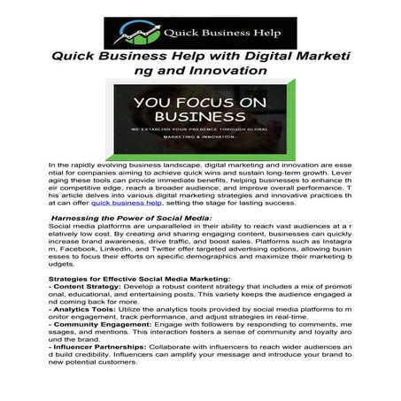 Quick Business help ultimate guide to Seo Services | PDF