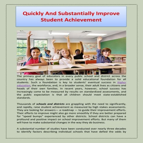 Quickly And Substantially Improve Student Achievement | PDF ...