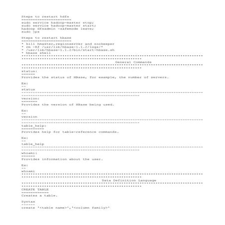 Quick Reference For Hbase Shell Commands Pdf 