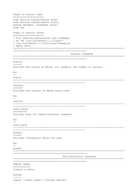 Quick Reference For Hbase Shell Commands Pdf