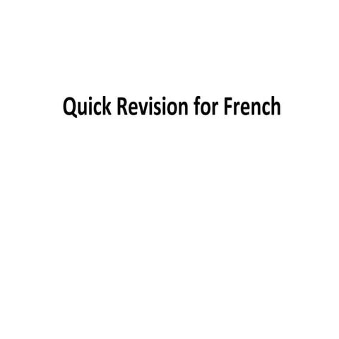 Quick revision for French - 10th SSC Exam | PPT