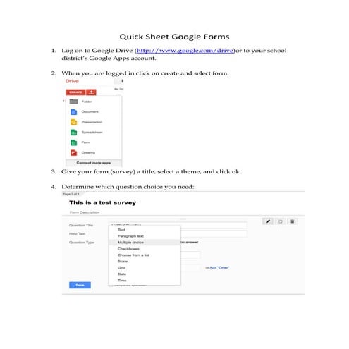 Quick sheet google forms | DOCX | Technology & Computing