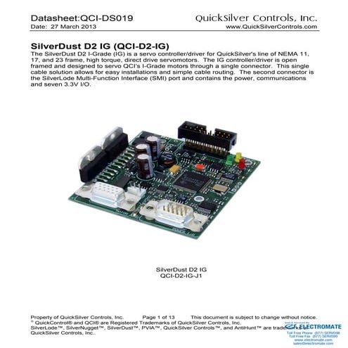QuickSilver Controls QCI-DS019 QCI-D2-IG | PDF