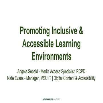 Promoting Inclusive & Accessible Learning Environments | PPT